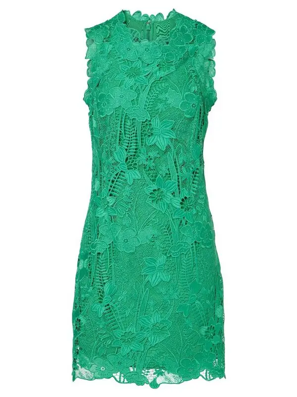 Monique Lhuillier Floral Lace Mini Dress - Green