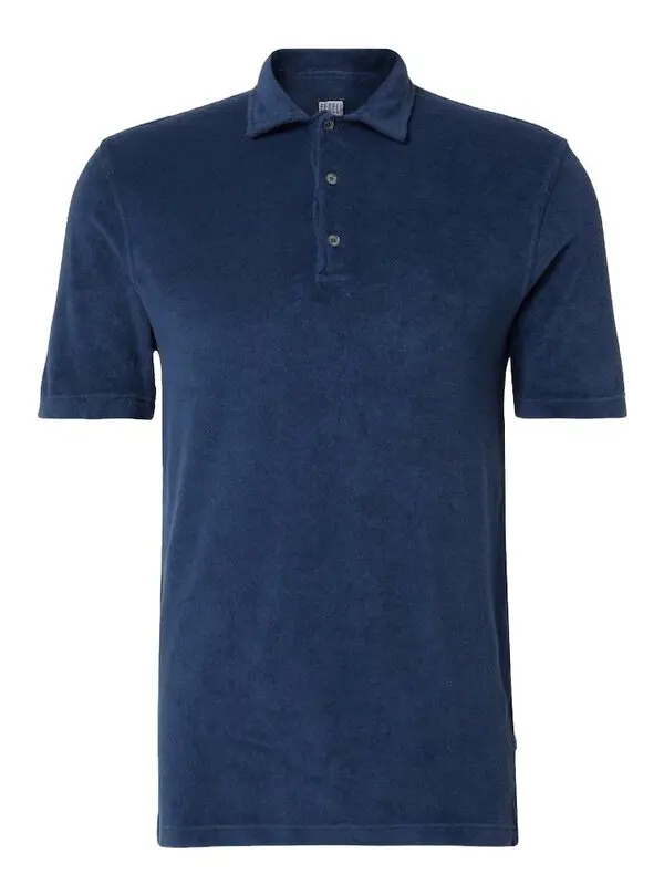 Fedeli Cotton Terry Polo Shirt - Blue