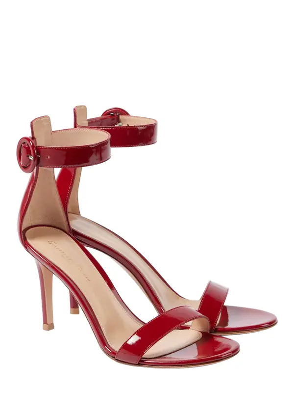 GIANVITO ROSSI Portofino 85 Patent Leather Sandals - Red