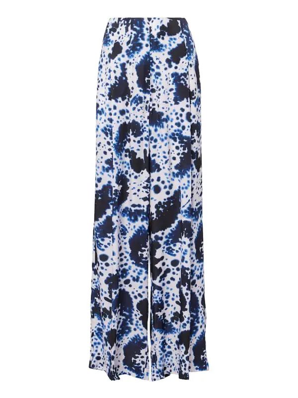 Dries Van Noten Printed Wide-leg Pants - Blue