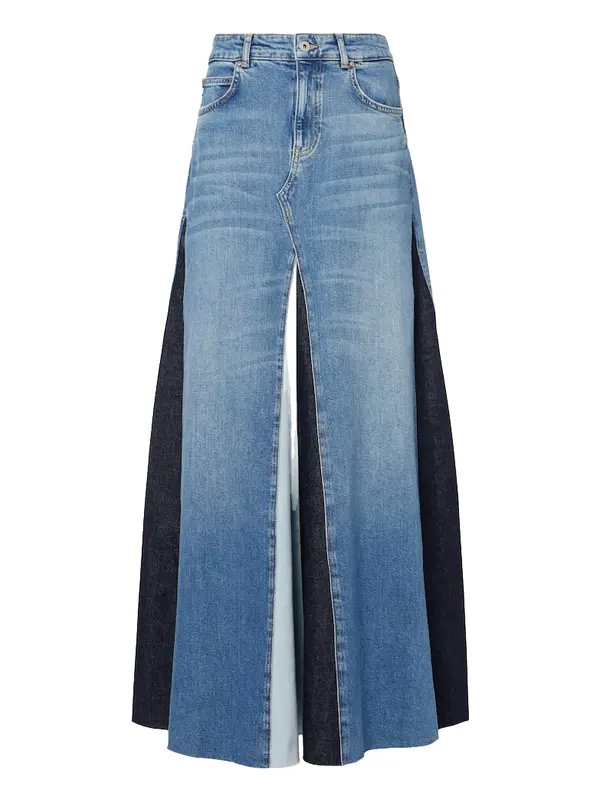 Ag Patchwork High-rise Denim Maxi Skirt - Blue