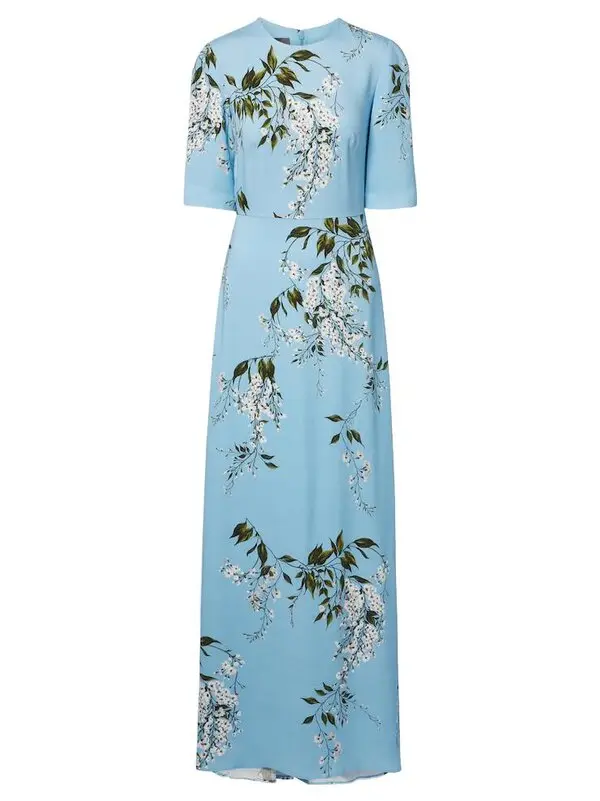Monique Lhuillier Floral Maxi Dress - Blue