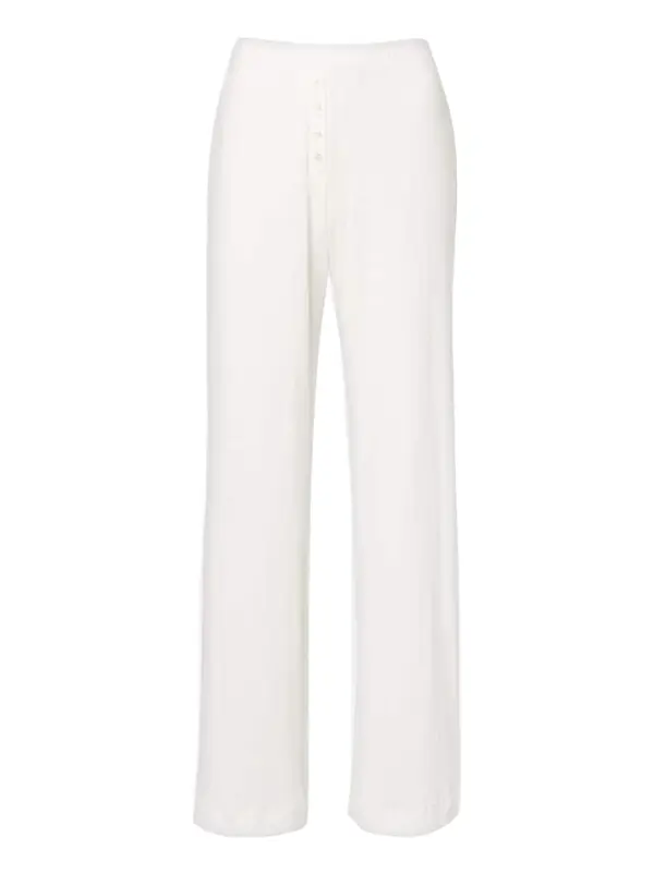 LESET Pointelle Wide-leg Pants - White