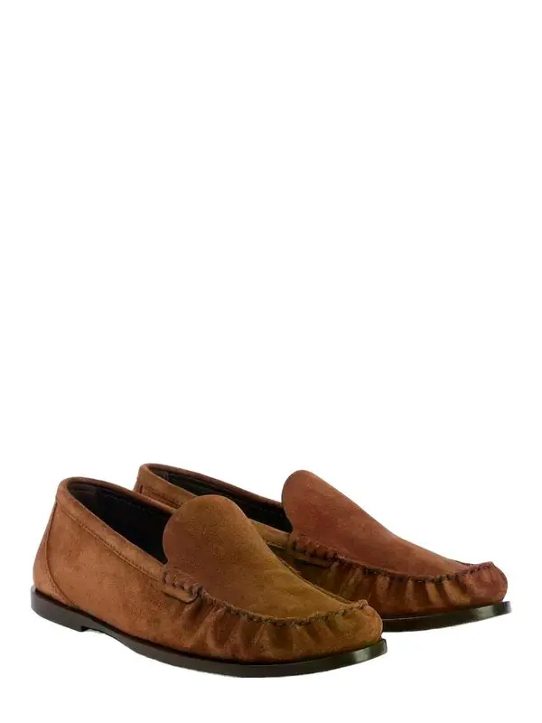 Saint Laurent Suede Penny Loafers - Brown