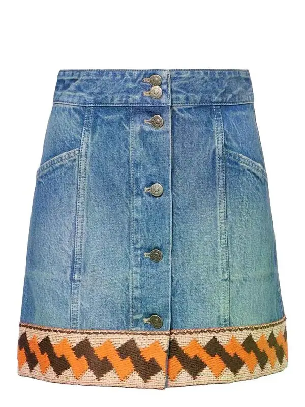Valentino Garavani Jacquard-trimmed Denim Miniskirt - Blue