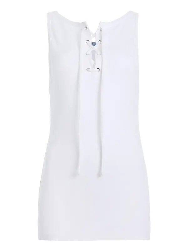 Prada Lace-up Cotton-jersey Tank Top - White