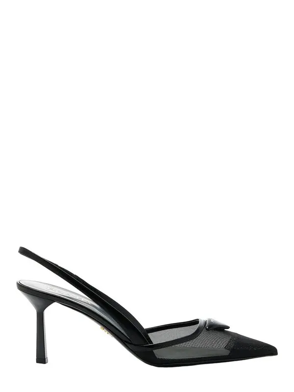 Prada Mesh Slingback Pumps - Black