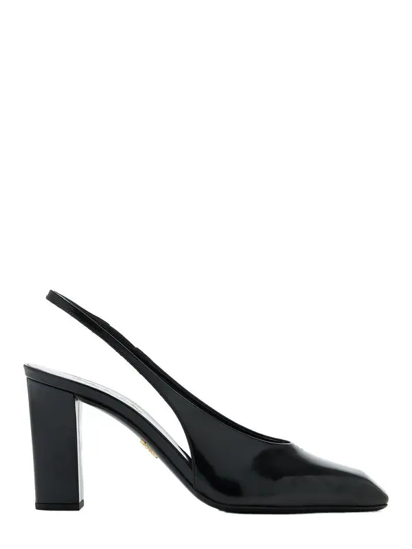 Prada Leather Slingback Pumps - Black