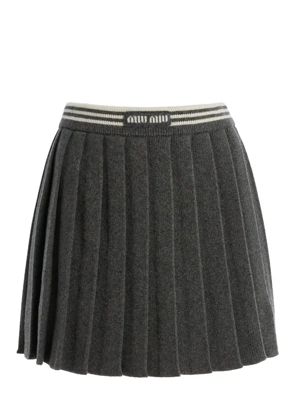 Miu Miu Pleated Cashmere-wool Mini Skirt - Grey