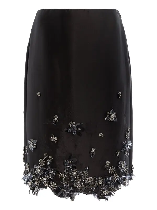 Prada Embellished Wool-blend Midi Skirt - Grey