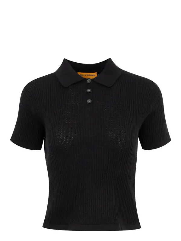 Guest In Residence Cashmere Polo Top - Black
