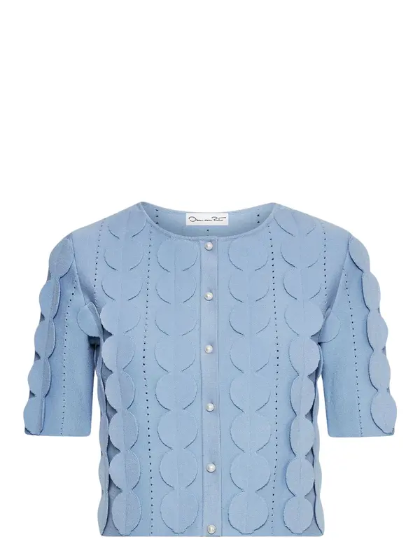Oscar De La Renta Geometric Circle Pattern Cardigan - Blue