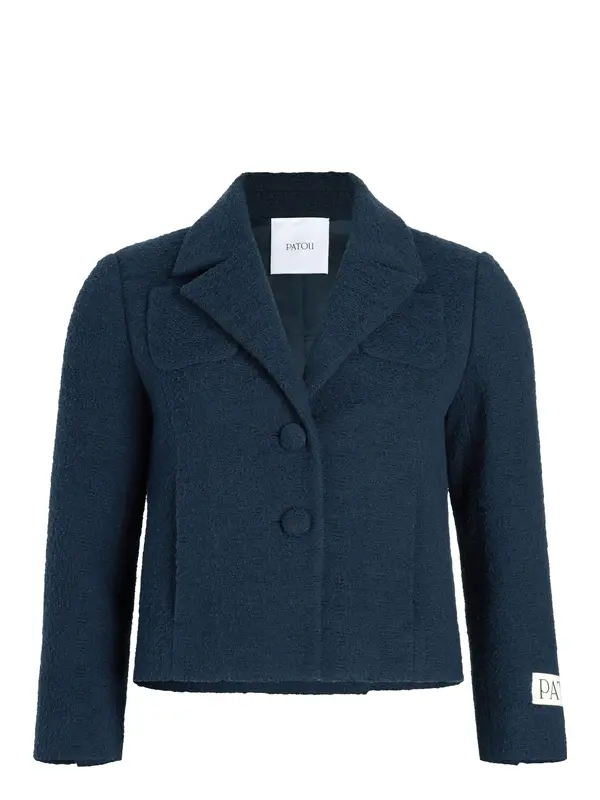 Patou Cropped Tailored Tweed Jacket - Blue