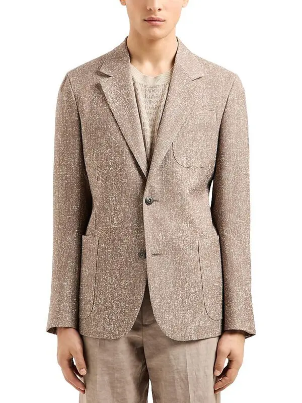 Emporio Armani Two Button Slim Fit Blazer - Dark Beige