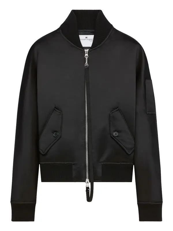 COURREGES Satin Bomber Jacket - Black