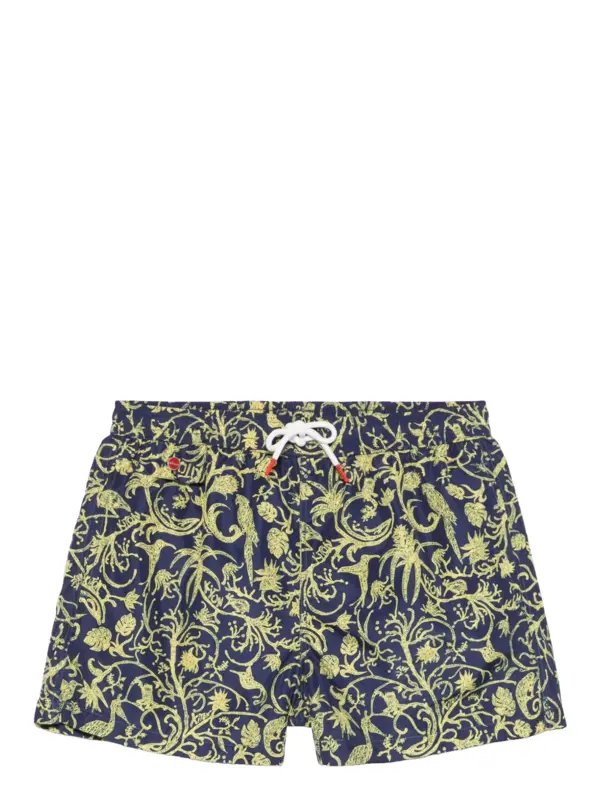 Kiton Abstract-pattern Print Swim Shorts - Blue
