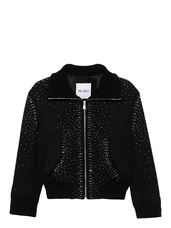 Attico Crystal-embellished Bomber Jacket - Black