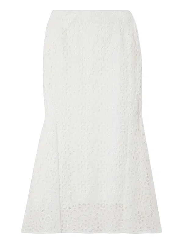 Erdem Ivetta Broderie Anglaise Cotton-blend Midi Skirt - White