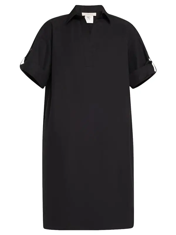 Lafayette 148 New York Tab-sleeve Cotton A-line Dress - Black