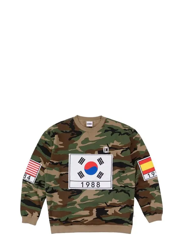 CASHMERE SOUND Worldwide Crewneck Sweatshirt - Woodland Camo