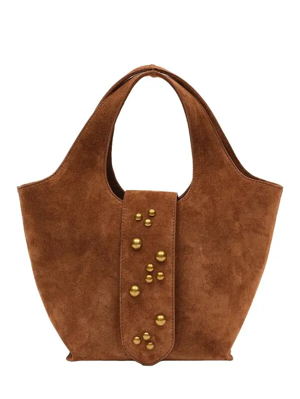 SIEDRES Lea Studded Suede Tote - Brown