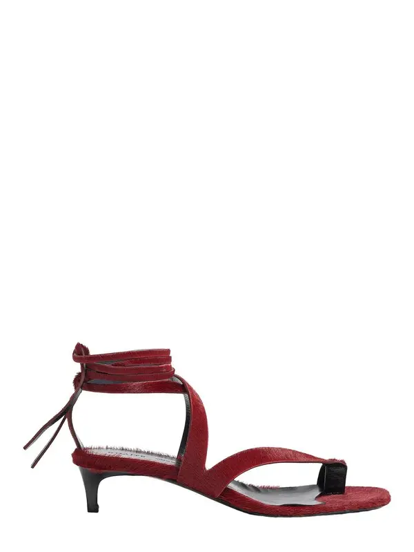 Khaite Aimee Strappy Calf Hair Sandals - Red