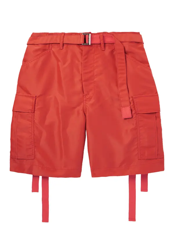 Sacai Straight-leg Belted Cargo Shorts - Red
