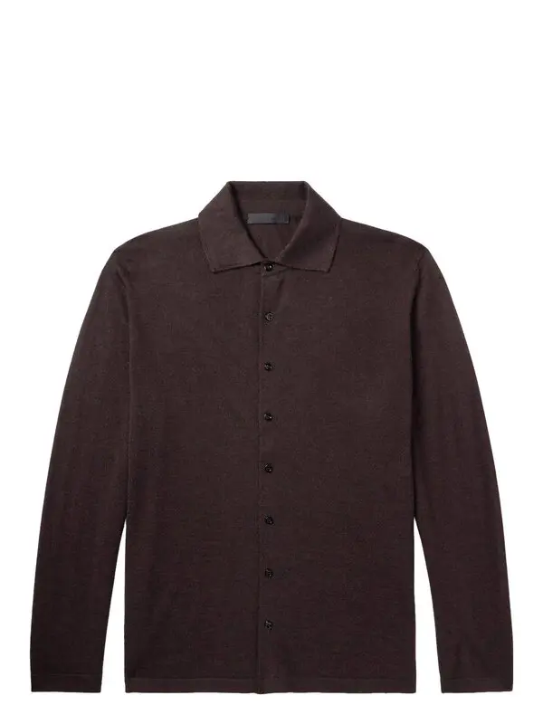 SAMAN AMEL Carlo Cashmere And Silk-blend Shirt - Brown