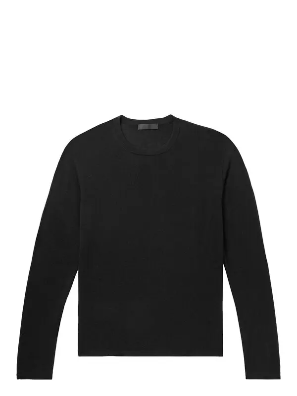 SAMAN AMEL Slim-fit Cashmere And Silk-blend T-shirt - Black