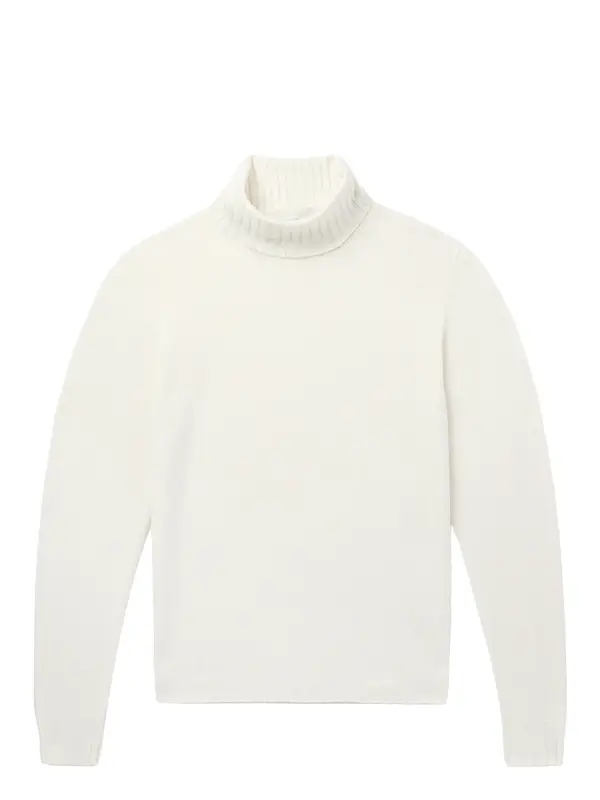 SAMAN AMEL Hagen Ribbed Cashmere Rollneck Sweater - White