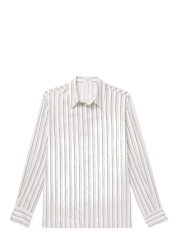 Saint Laurent Striped Silk Shirt - White