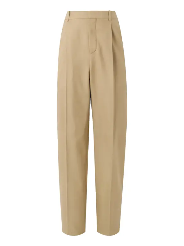 Saint Laurent Tapered Pleated Grain De Poudre Wool Trousers - Neutrals