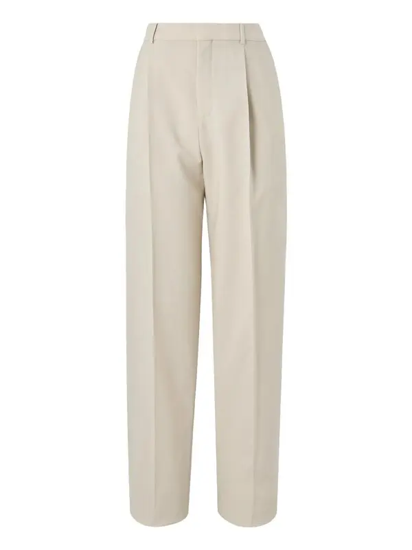 Saint Laurent Tapered Pleated Grain De Poudre Wool Trousers - Neutrals