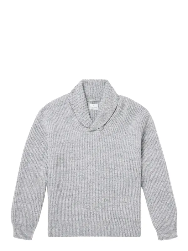 Kingsman Shawl-collar Ribbed Wool Sweater - Gray