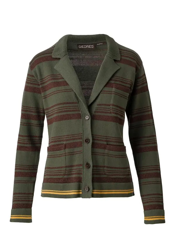 SIEDRES Nerian Striped Cotton Cardigan - Green