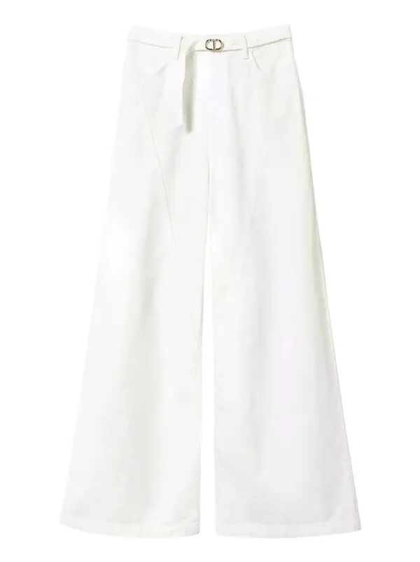 TWINSET Oval T Wide-leg Jeans - White