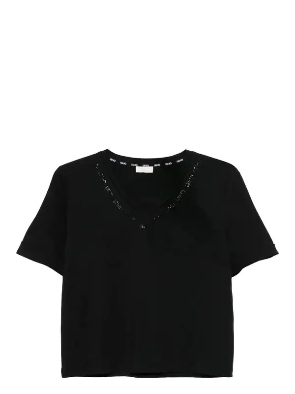 Liu Jo Crystal-embellished Logo T-shirt - Black