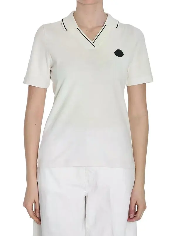 Moncler Logo-appliqué Polo Top - White