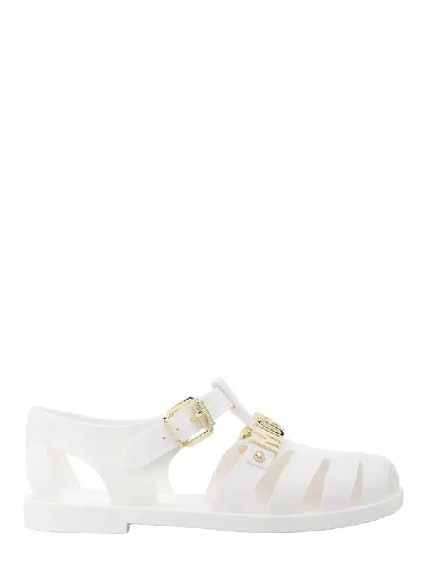 Moschino Lettering Sandals - White