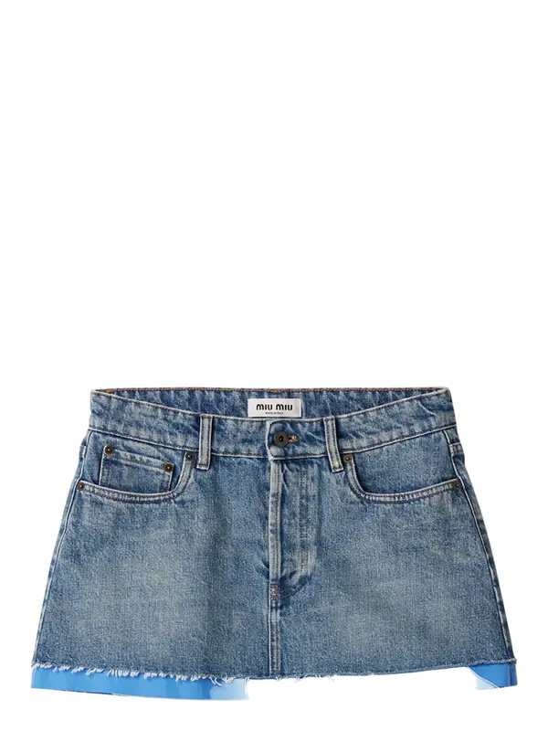 Miu Miu Poplin-hem Denim Mini Skirt - Turquoise