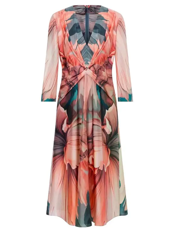 Alberta Ferretti Floral-print Silk Dress - Blue