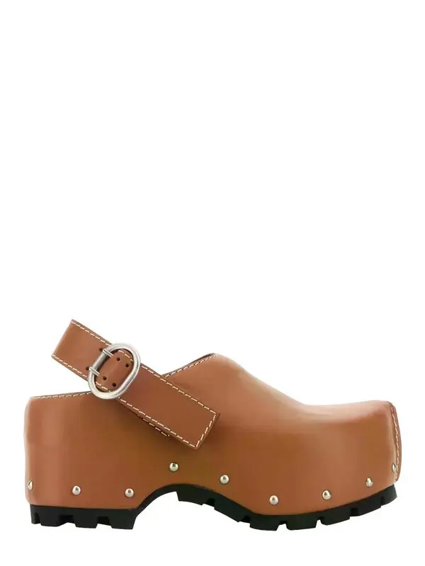 JIL SANDER 90mm Leather Clogs - Brown