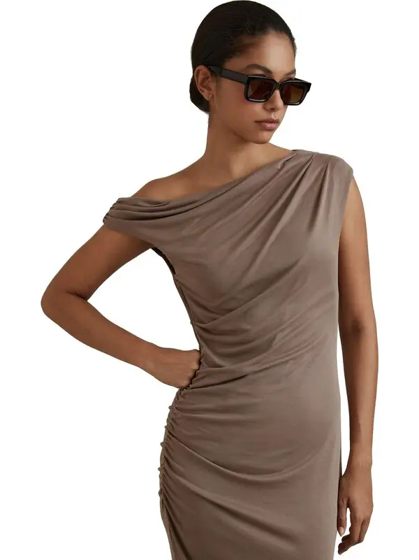 REISS Fern Bodycon Midi Dress - Mocha