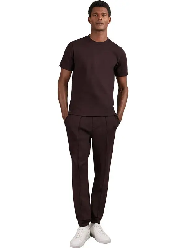 REISS Premier Premium Interlock-jersey Joggers - Cherry Red
