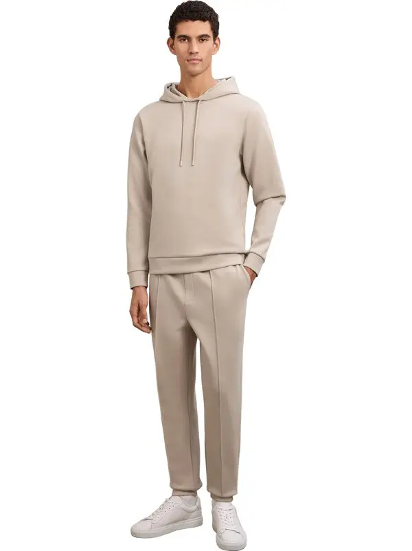 REISS Premier Premium Interlock-jersey Joggers - Stone