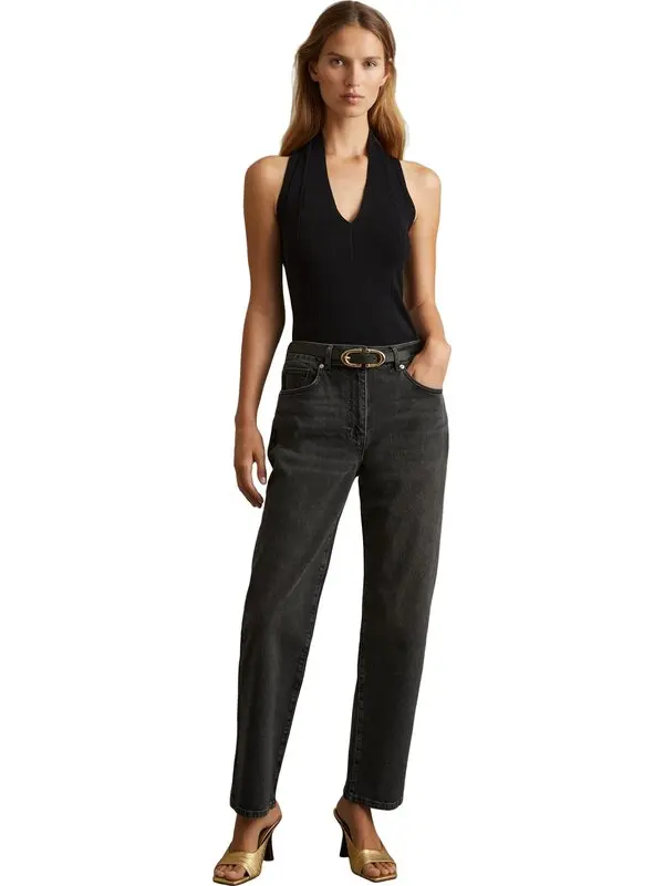 REISS Selin Mid-rise Straight-leg Jeans - Washed Black