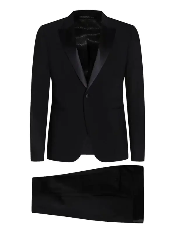 Emporio Armani Satin-trim Suit - Black