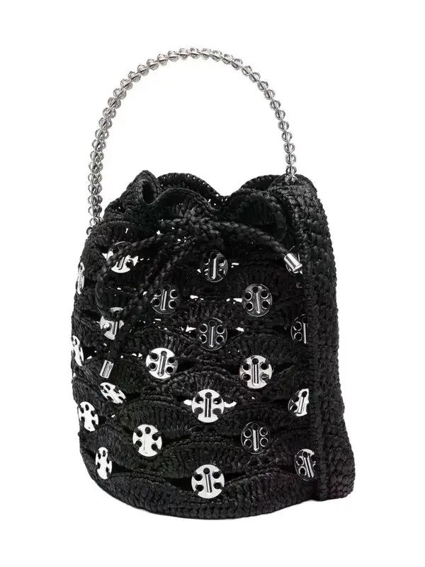 Rabanne Raffia Bucket Bag - Black