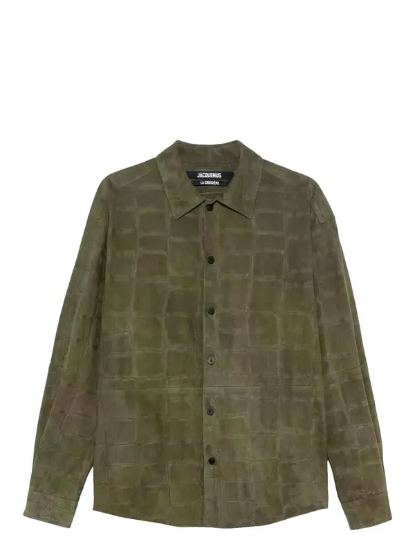 Jacquemus Croc-embossed Leather Shirt - Green