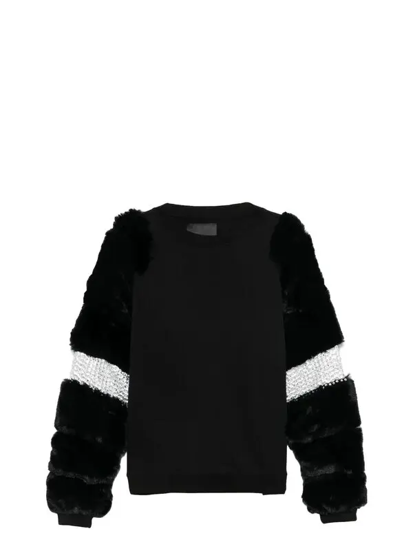 LOULOU Faux Fur-sleeves Sweatshirt - Black